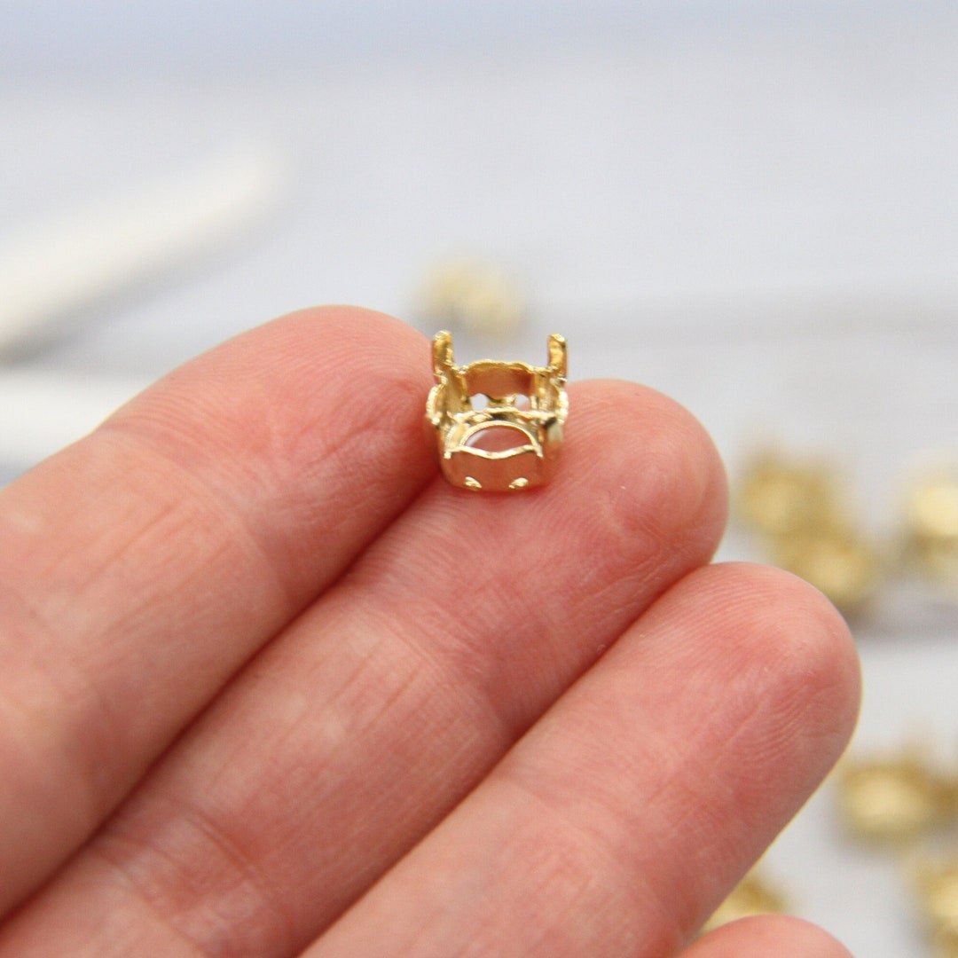 Gold Plated Rhinestone Settings for 39ss Rivoli & Chaton Rhinestones - Etsy