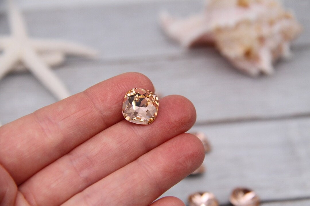 Light Peach Preciosa Crystal Rhinestone: 12mm Cushion Square - Etsy