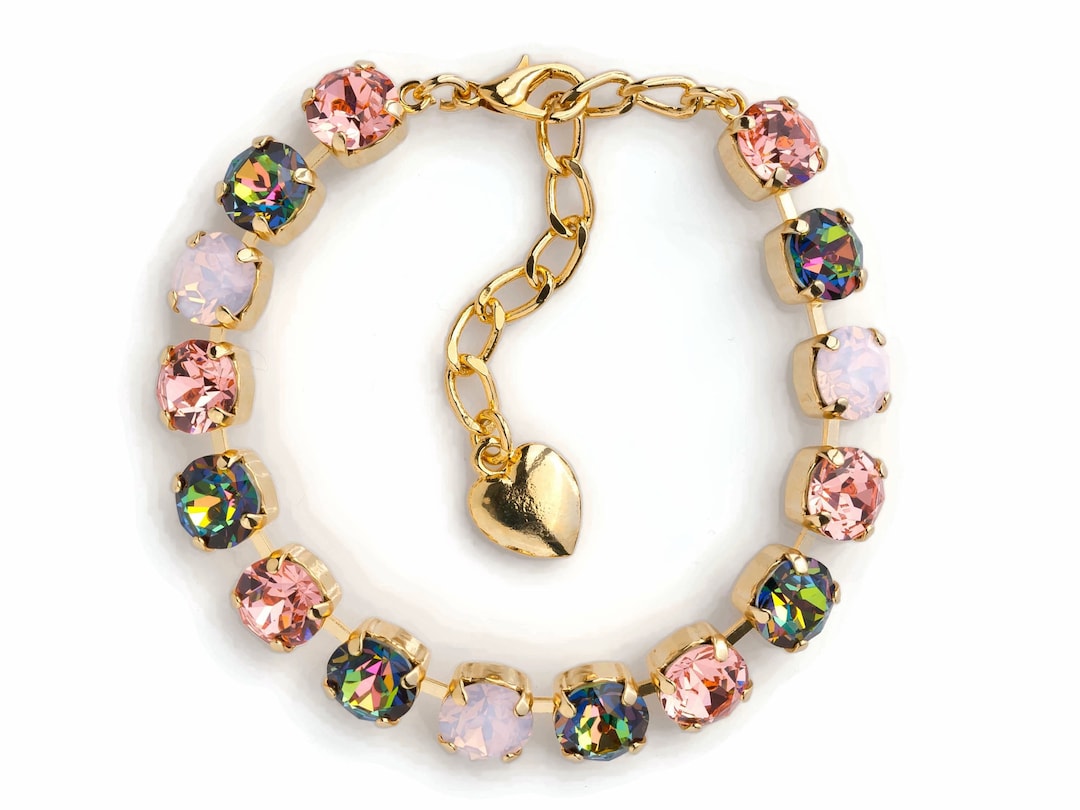 Colorful Crystal Bracelet, Wedding Jewelry, Bridesmaid Bracelet ...