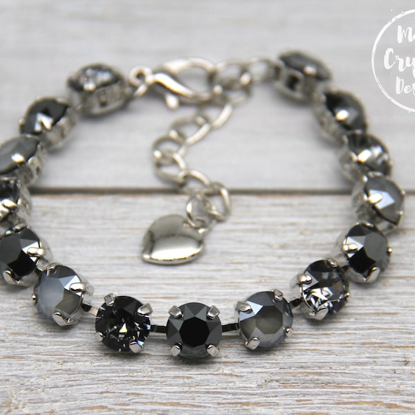 Black Swarovski Crystal Bracelet - Etsy
