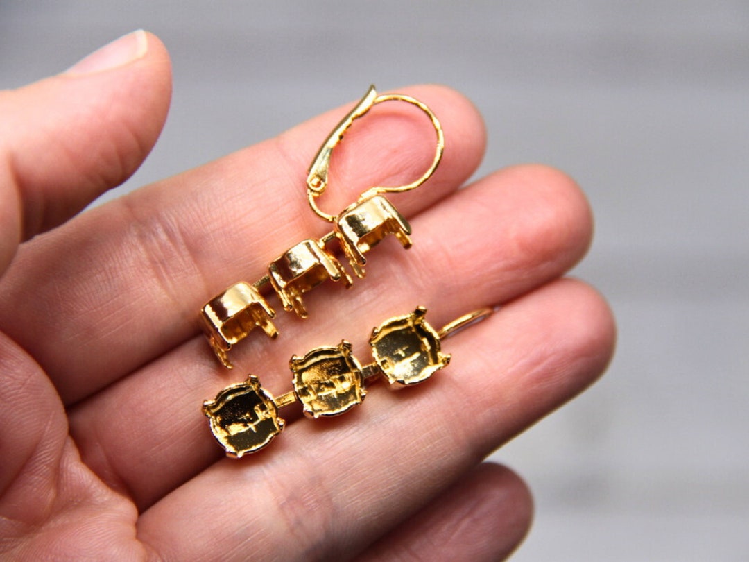 Leverback Earrings Settings, 39ss Cup Chain Earrings Base, 3 Empty ...