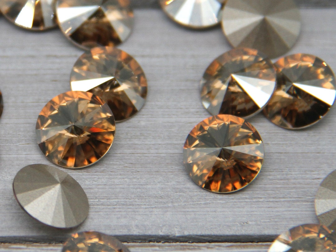Loose 12mm Swarovski Chatons, Rivoli Chaton for Setting, Golden Shadow ...