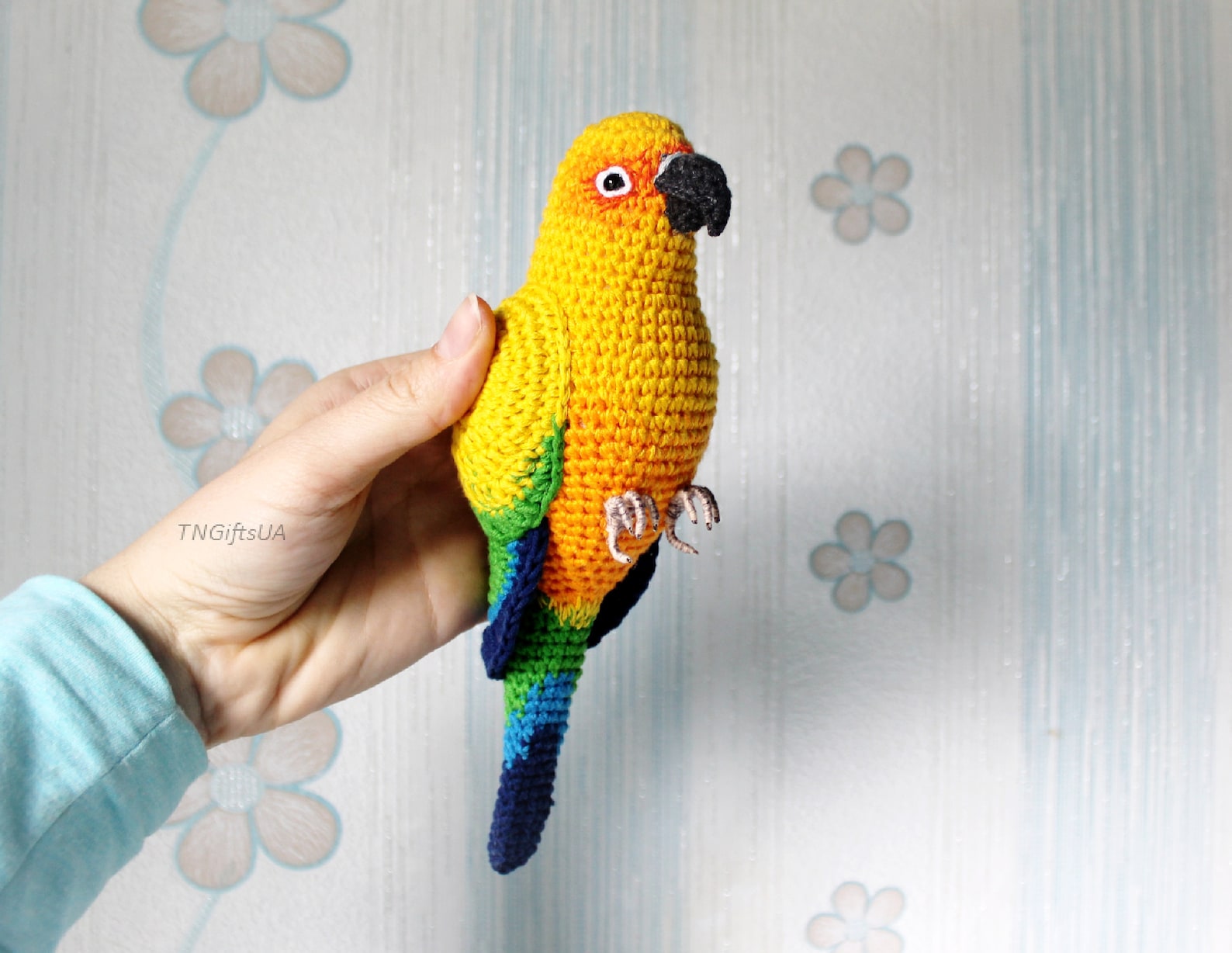 Sun Conure Figurine Crochet Parakeet Plush Toy as Gift for - Etsy