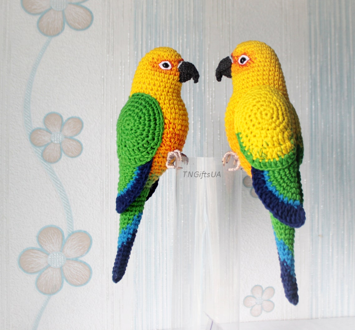 Sun Conure Figurine Crochet Parakeet Plush Toy as Gift for - Etsy