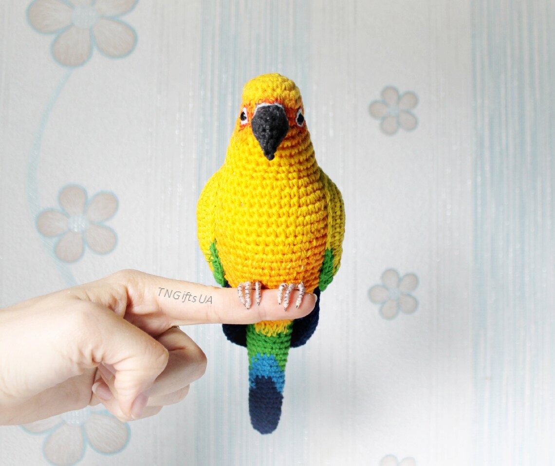 Sun Conure Figurine Crochet Parakeet Plush Toy as Gift for - Etsy