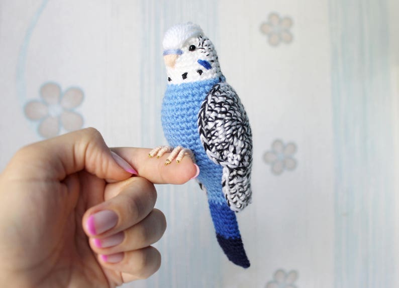 Crochet Blue Budgerigar Custom parakeet Parrot toy Stuffed | Etsy