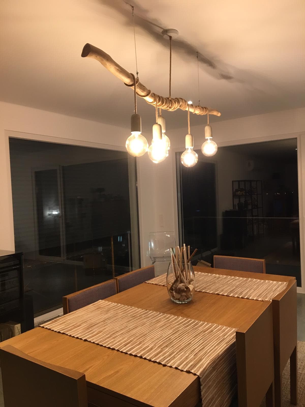 Candeeiro De Teto Em Tronco Natural | Ceiling Light Fixture With ...