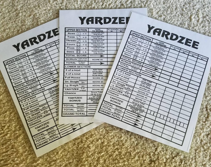 Double Sided Laminated Yardzee Scorecard With Clipboard and Low Odor ...