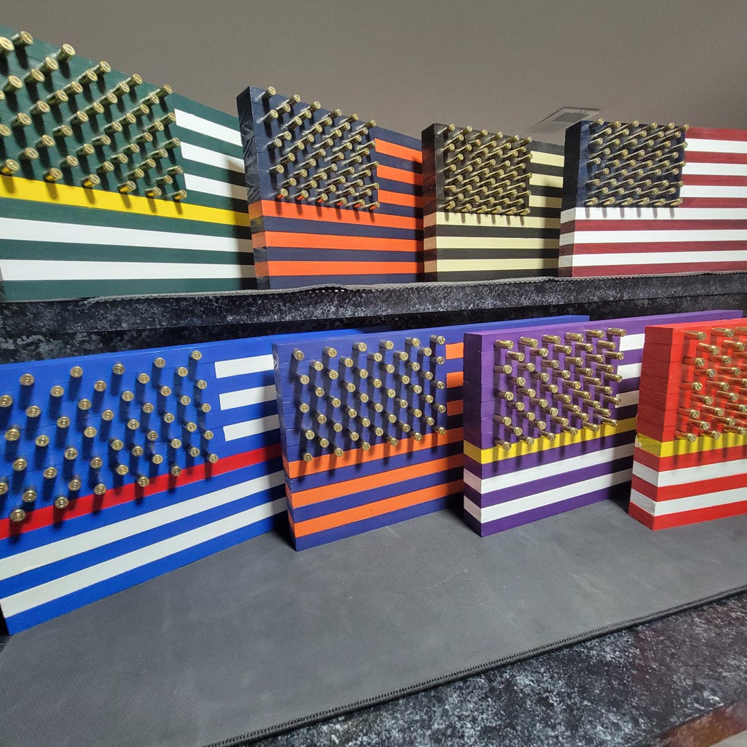 NFL Team Wood Flag: Cedar & Brass Shell Casing Stars - Etsy