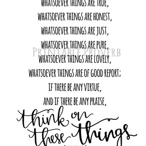 Think on These Things 8x10 Printable KJV Philippians 4:8 Bible Verse ...