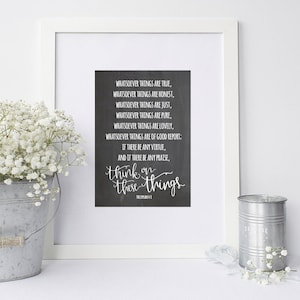 Think on These Things 8x10 Chalkboard Printable KJV Philippians 4:8 ...