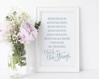 Think on These Things 8x10 Chalkboard Printable KJV | Etsy