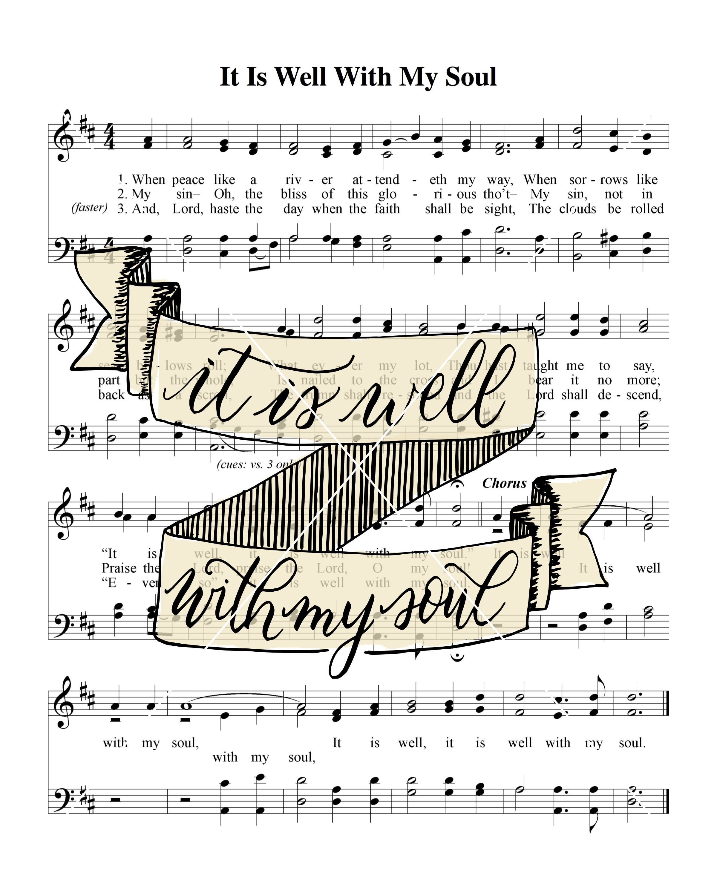 It is Well With My Soul 8x10 Printable Hymn Lyrics Sheet Music Jpgs ...