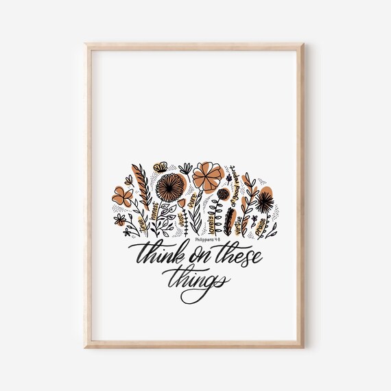 Think on These Things 8x10 Printable KJV Philippians 4:8 Bible - Etsy