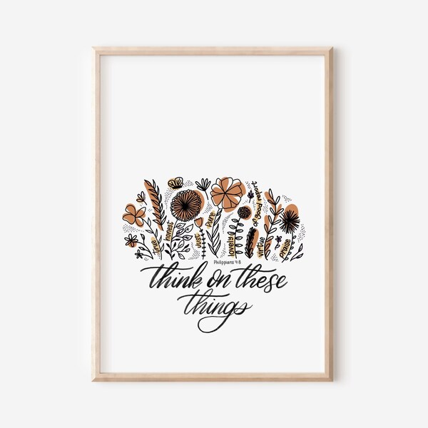 Think on These Things 8x10 Printable KJV Philippians 4:8 Bible Verse ...