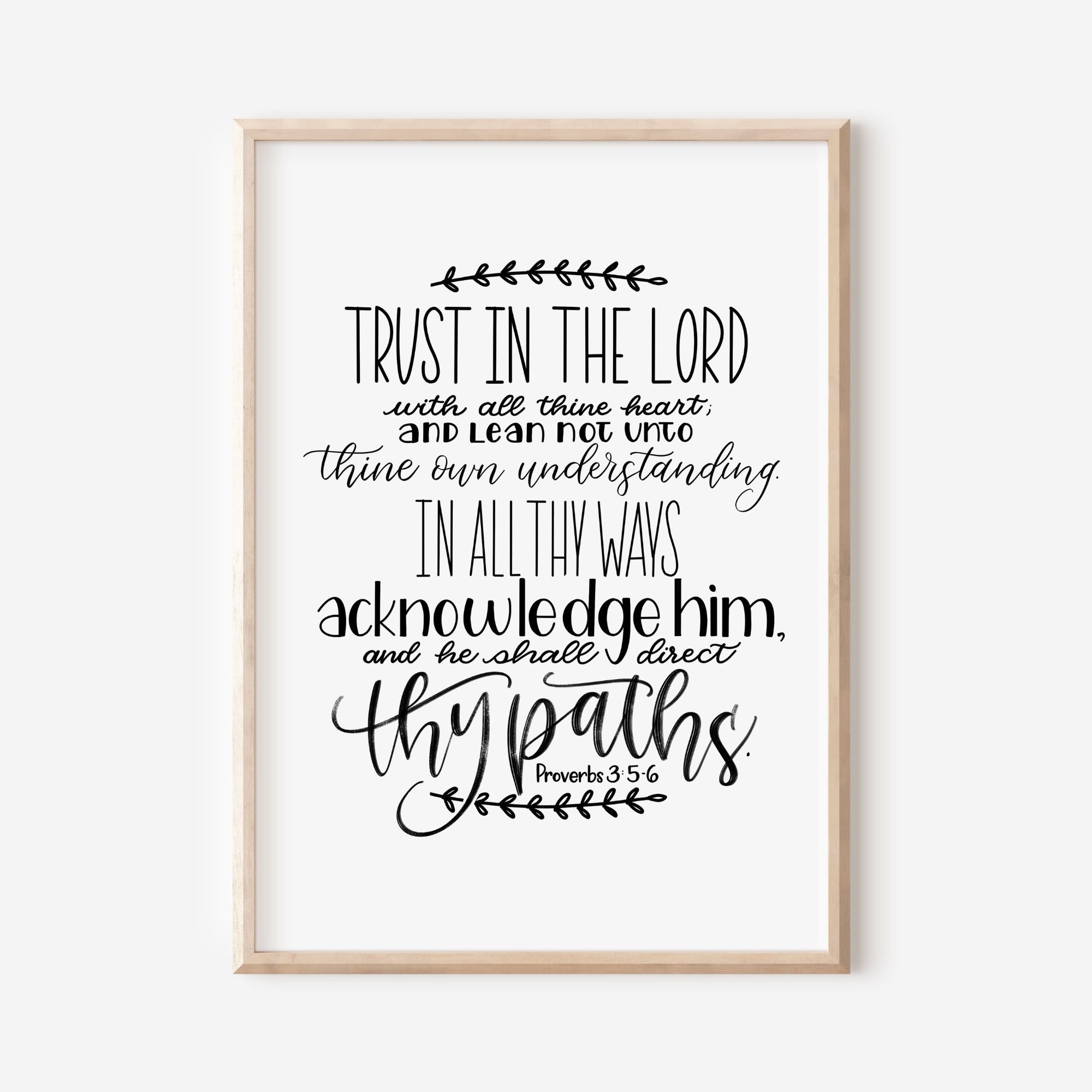 Trust In The Lord 8x10 Printable Kjv Proverbs 3 5 6 Bible Verse