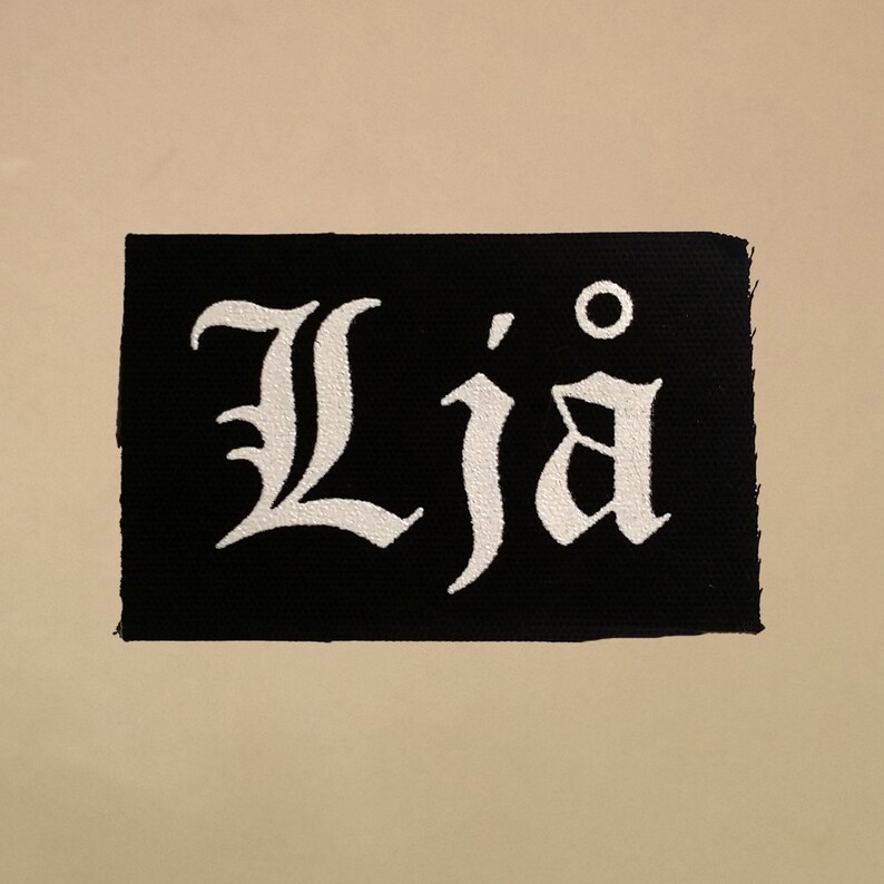 Ljå Lja patch white logo black metal | Etsy