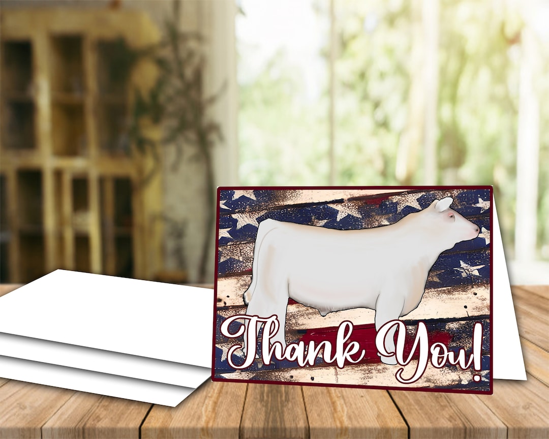 Printable Hand-drawn 4x6-inch Thank You Card, Livestock Show, Charolais ...