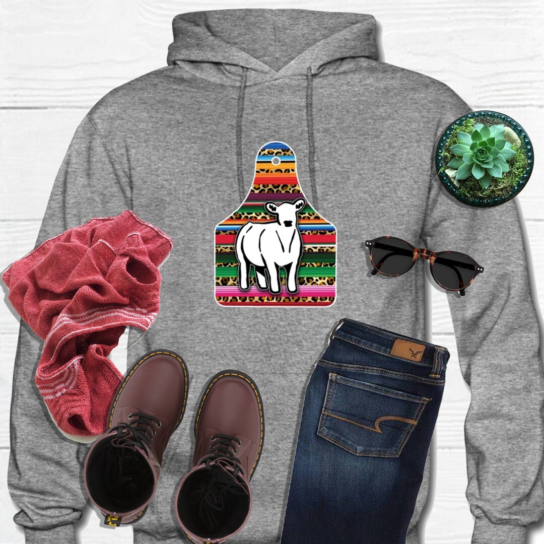 Adult Serape Cheetah Livestock Show Heifer Hoodie | Show Cow | Leopard ...