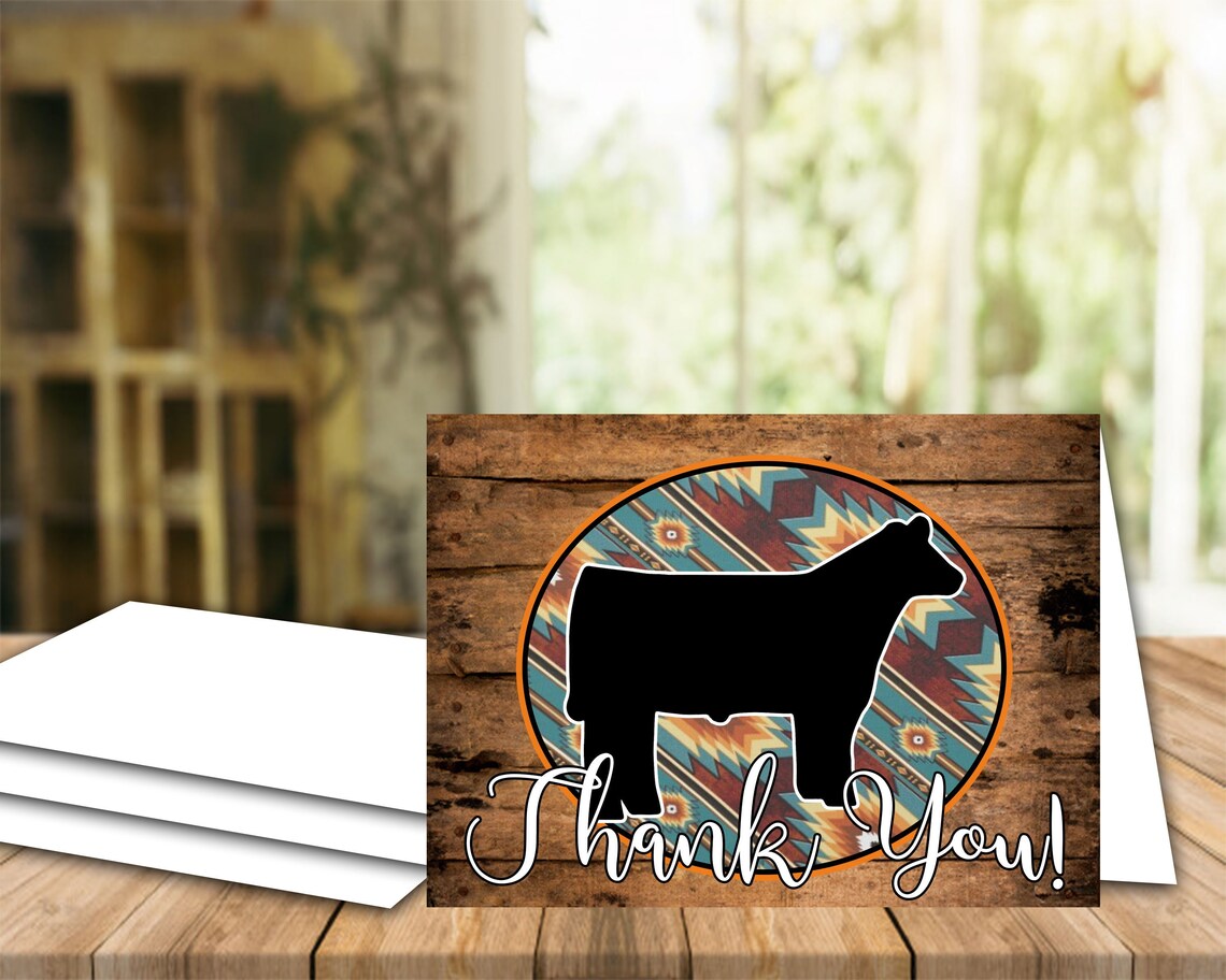 Printable 4x6-inch Thank You Show Steer Card, Livestock Show Dairy Cow ...