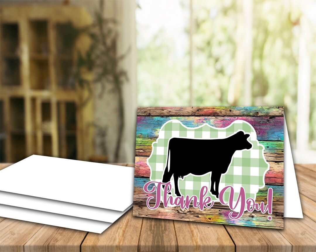 Printable 4x6-inch Thank You Card, Livestock Show Dairy Cow, Printable ...
