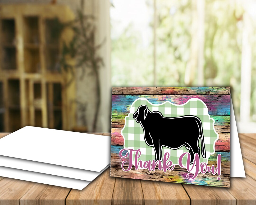 Printable 4x6-inch Thank You Card, Livestock Show Brahma Bull ...