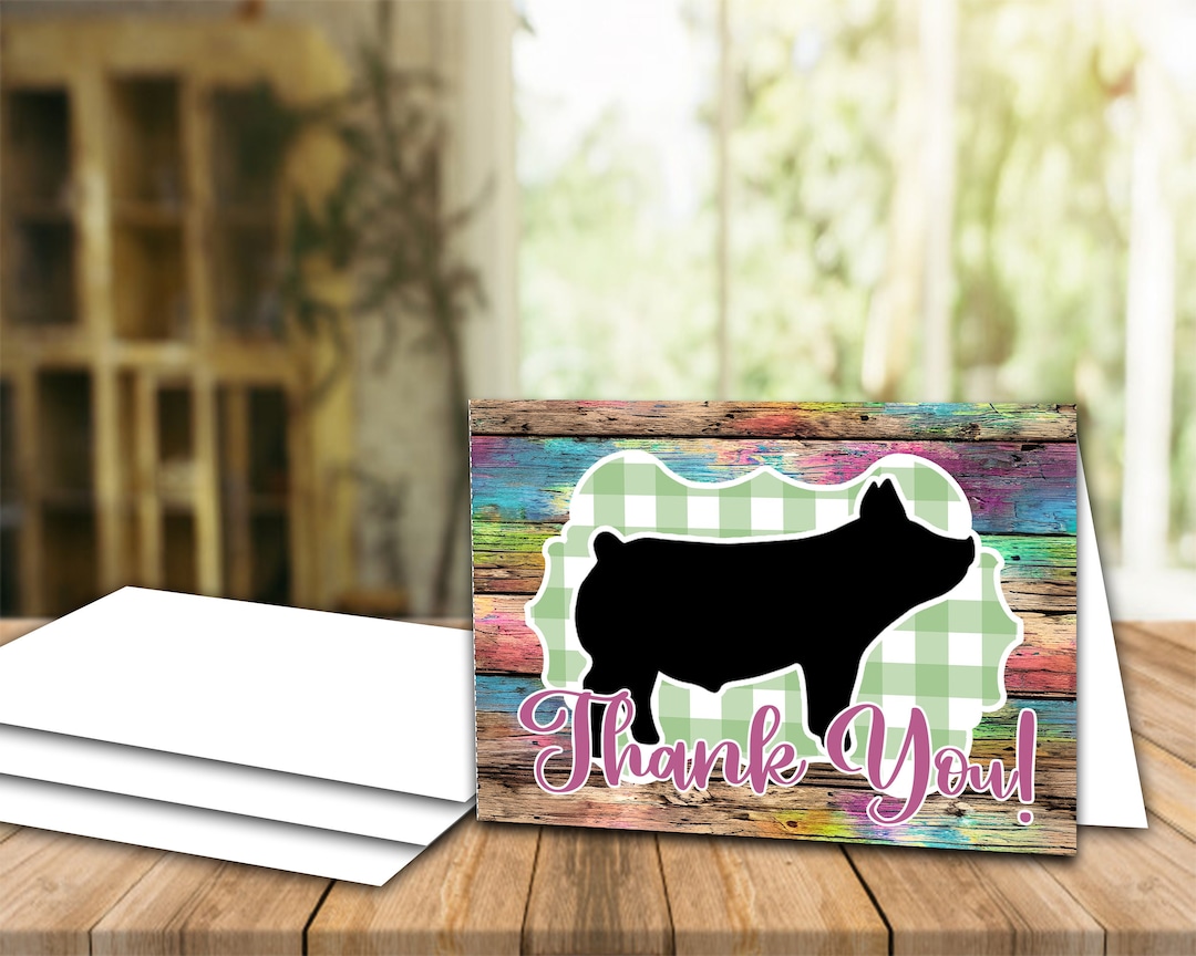 Livestock Show Pig Thank You Card, Printable Swine Note (4x6 Inch) - Etsy