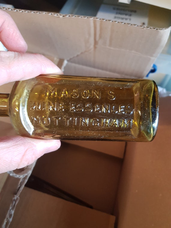Antique Victorian Glass Bottle Masons Wine Essence Piece 1900s - Etsy UK