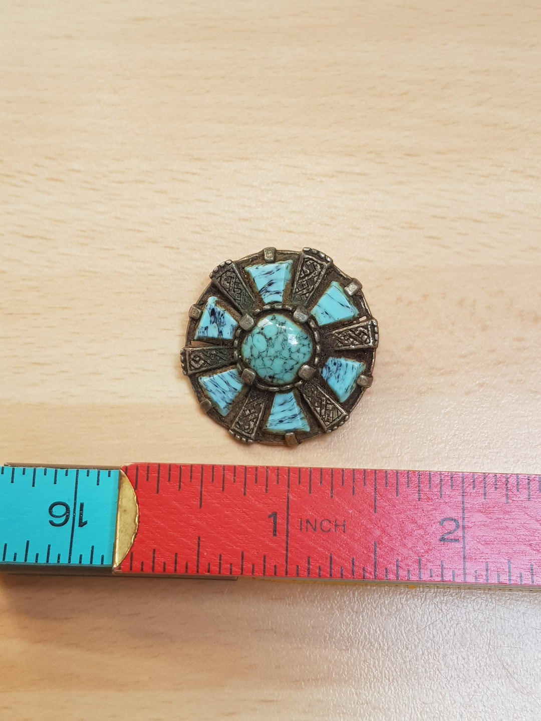 Vintage Miracle Blue Stone Shield Brooch Badge Piece Jewellery Item ...