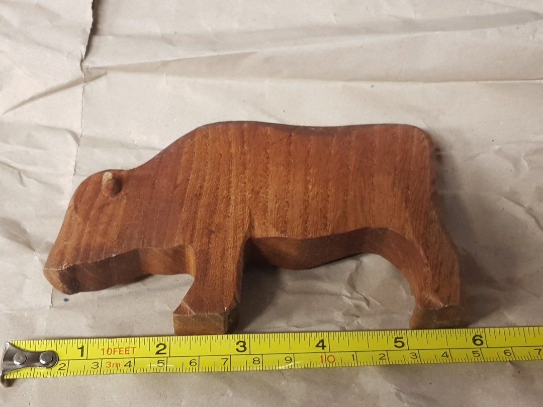 Vintage Mid Century 1950s Alpine Scandi Wooden Folk Art Bull Cow Piece ...