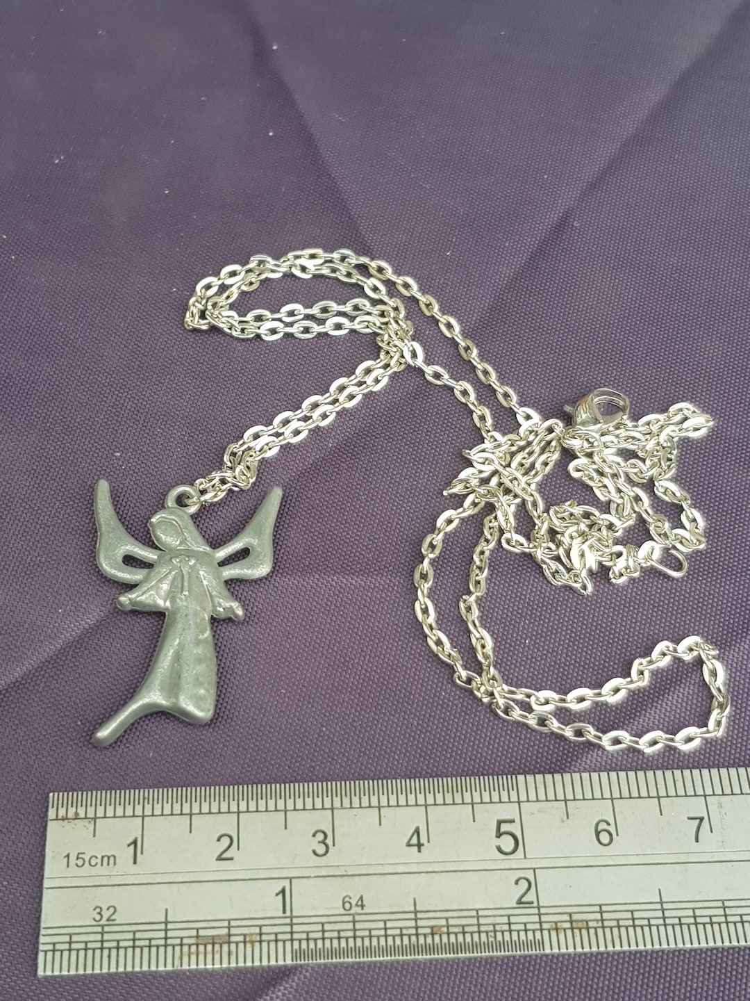 Vintage Pewter Angel Figure Piece Pendant Jewellery Religious Icon ...