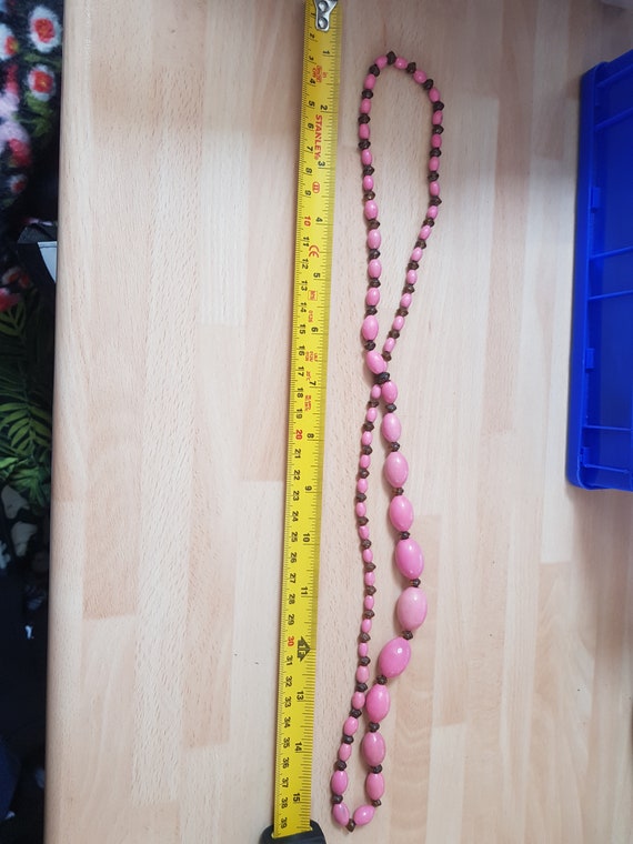 antique victorian paper bead and orange pink necklace… - Gem