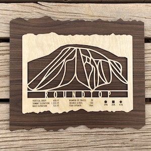 Roundtop Mountain Ski Trail Map Skiing Snowboarding Ski Decor - Skiing ...