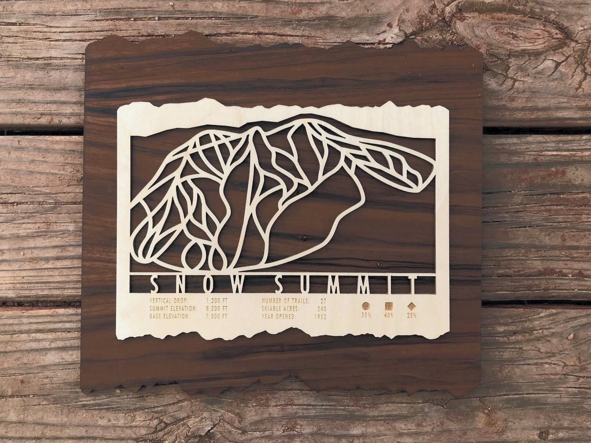 Snow Summit Ski Trail Map Art - Wood Wall Decor - Etsy