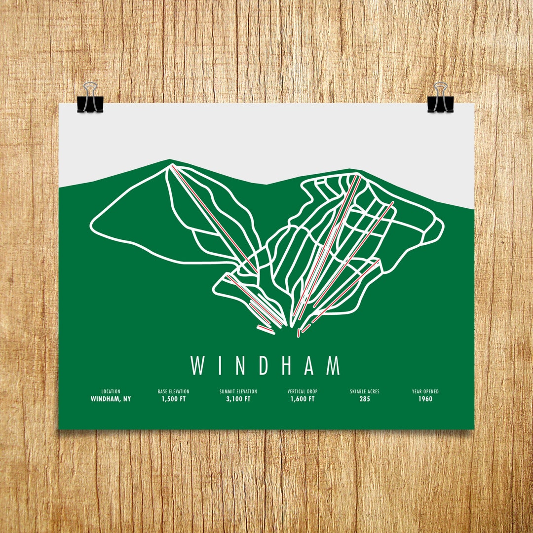 Windham Ski Trail Map Poster Print Wall Art - Etsy