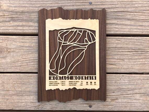 Montage Mountain Ski Trail Map Art for Skiers & Snowboarders | Etsy