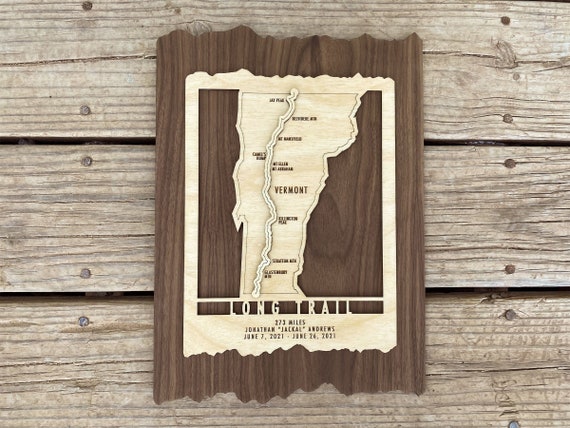 Vermont Long Trail Map Wood Cut Map of the Long Trail | Etsy