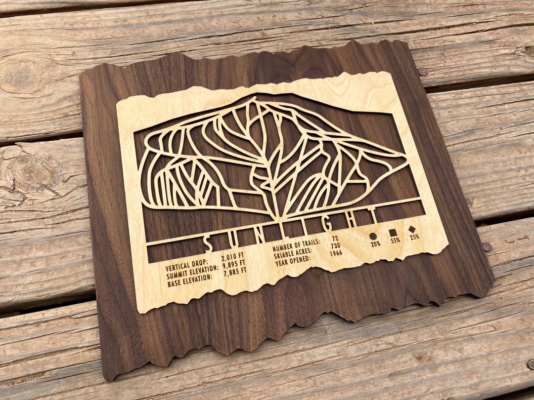 Sunlight Mountain Ski Decor Trail Map Art Gift Skiing Snowboarding ...