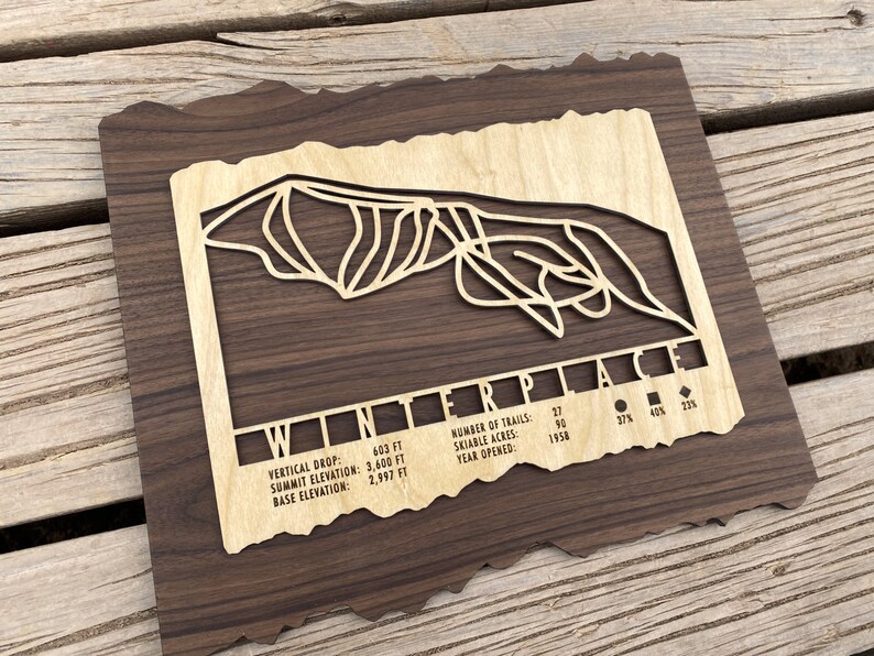 Winterplace Ski Trail Map Skiing Snowboarding Ski Decor - Etsy