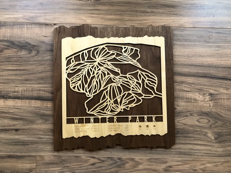 Winter Park Ski Decor Trail Map Art Ski Gifts Snowboard Art - Etsy