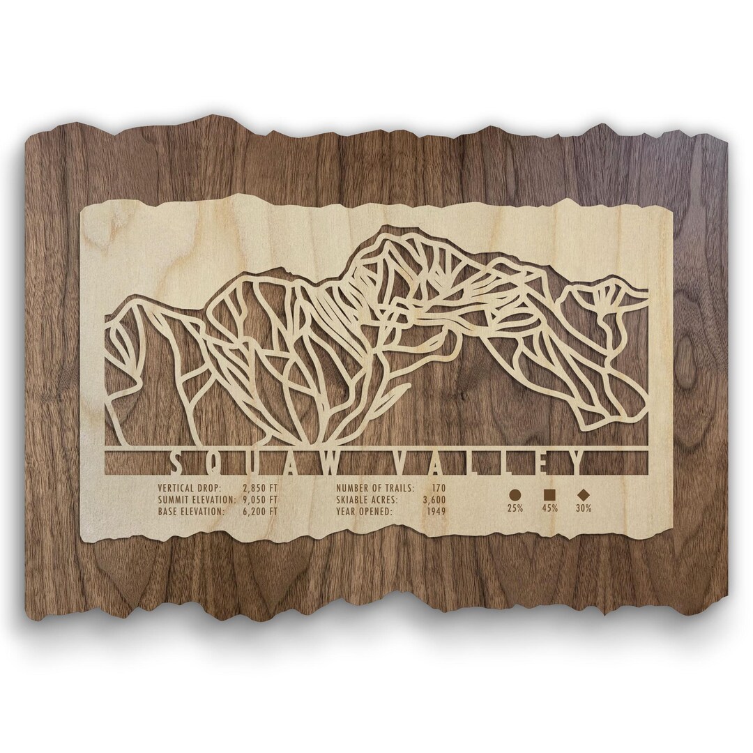 Squaw Valley Ski Trail Map - Wood Wall Art - Etsy