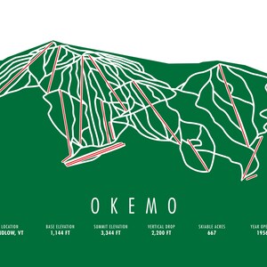 Okemo Ski Trail Map, Okemo VT, Okemo Gift, Okemo Ski Resort, Okemo ...