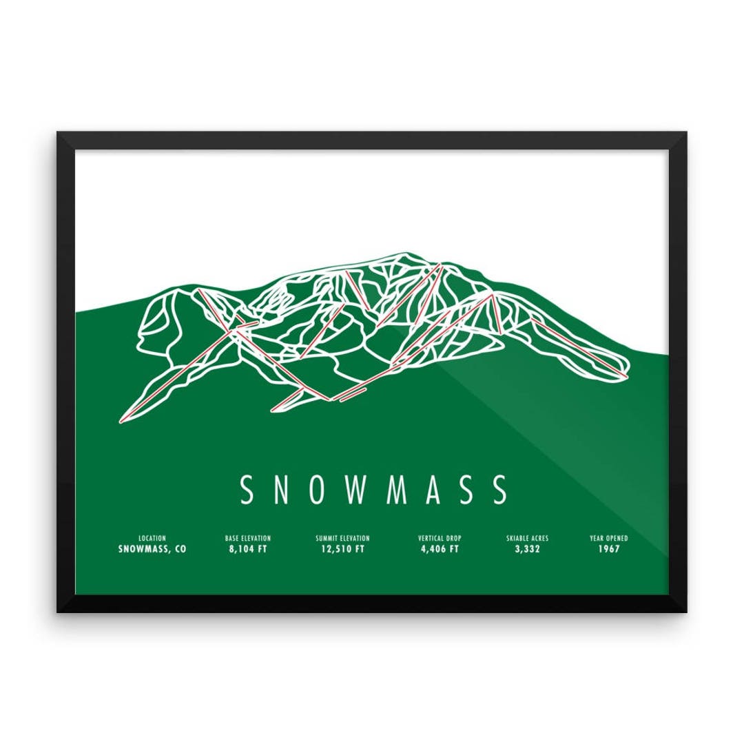 Snowmass Ski Trail Map Poster Print Wall Art - Etsy