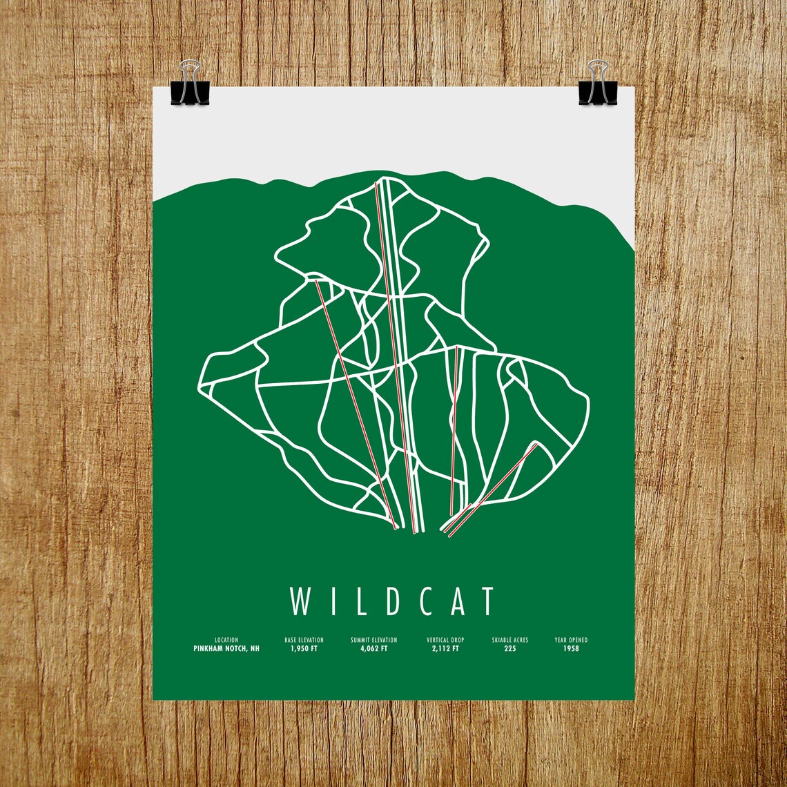 Wildcat Ski Trail Map Wildcat NH Wildcat Mountain Wildcat | Etsy