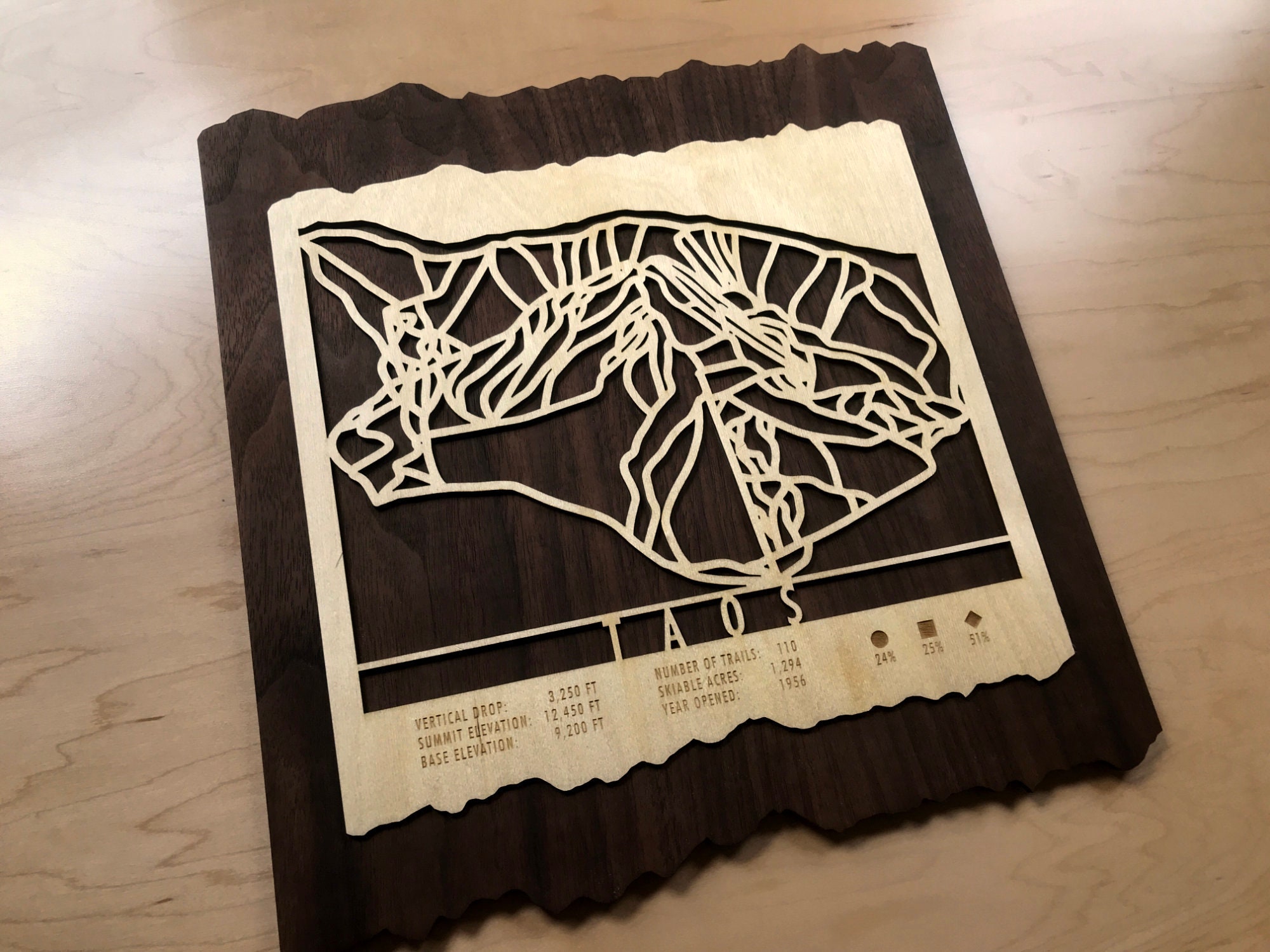 Taos Ski Valley Ski Decor Trail Map Skiing Snowboarding | Etsy