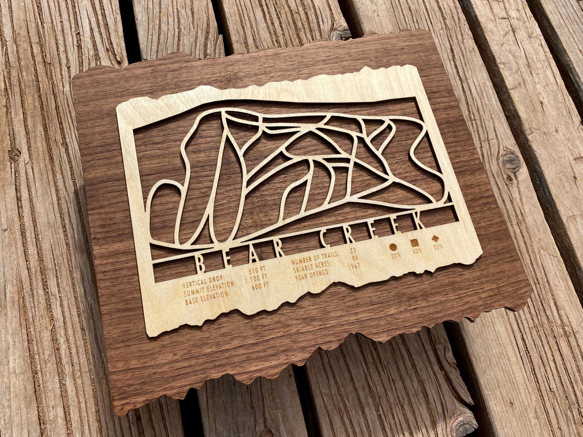 Bear Creek Ski Decor Trail Map Ski Art for Skiers & - Etsy