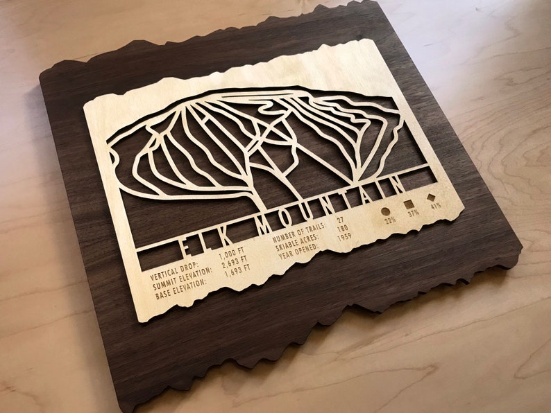 Elk Mountain Ski Trail Map - Wood Wall Art - Etsy