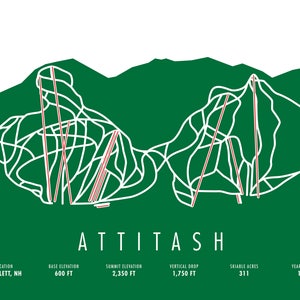 Attitash Ski Trail Map Poster Print Wall Art - Etsy