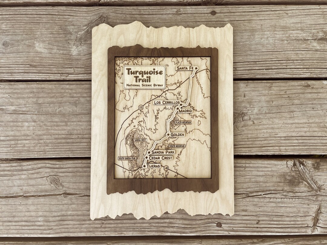 Turquoise Trail Wood Map: New Mexico Scenic Byway Wall Art - Etsy