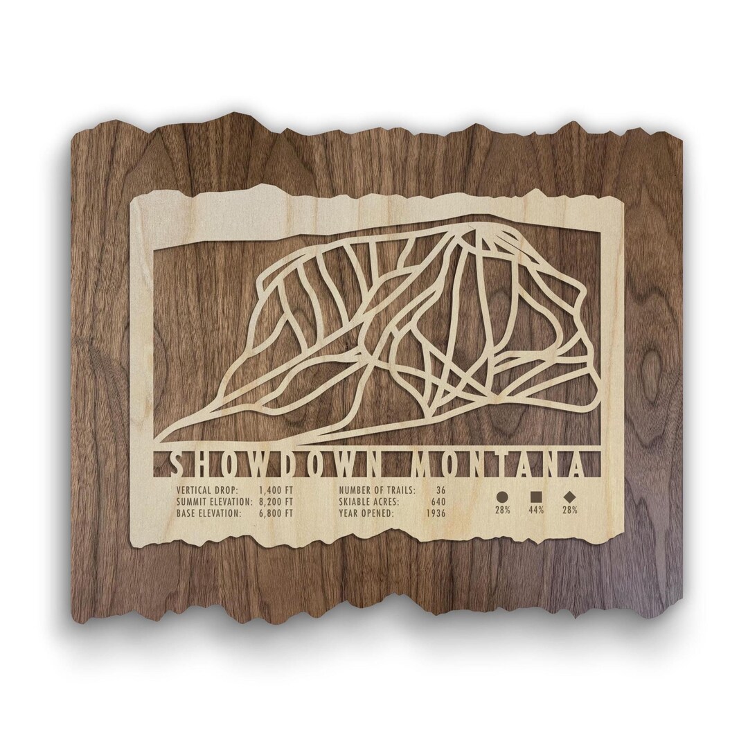 Showdown Montana Ski Trail Map - Wood Wall Art for Your Ski House - Etsy